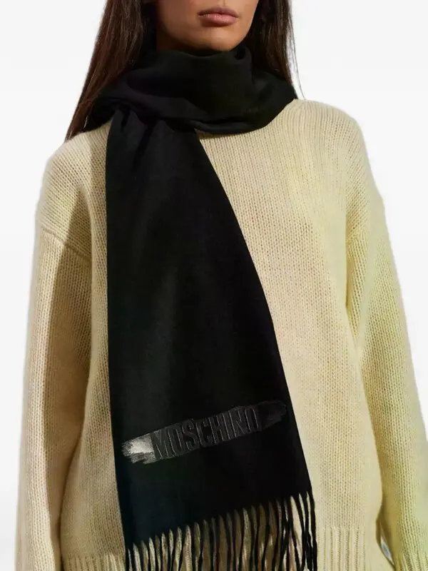 Moschino Fringed Logo-patch Scarf