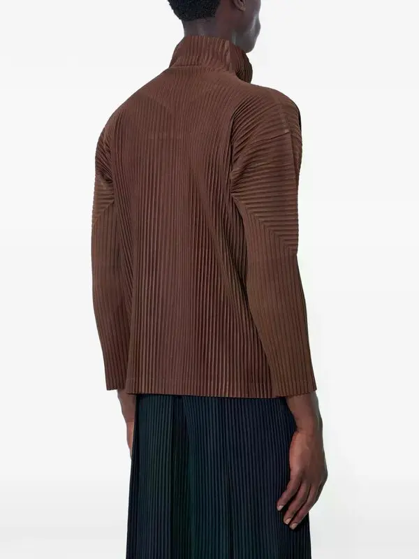 Issey Miyake Pleated High-neck Jacket - Brown