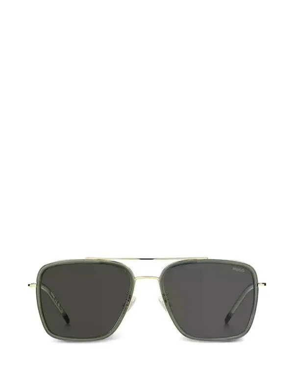 BOSS Square Frame Sunglasses With Double Bridge - Gold