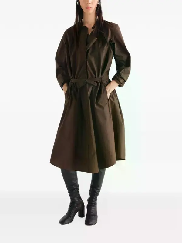 LEMAIRE Sailor Dress In Washed Cotton And Silk Blend - Brown
