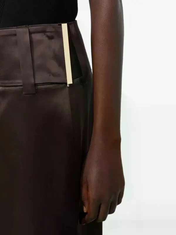 Max Mara Straight-fit Long Satin Skirt Chocolate