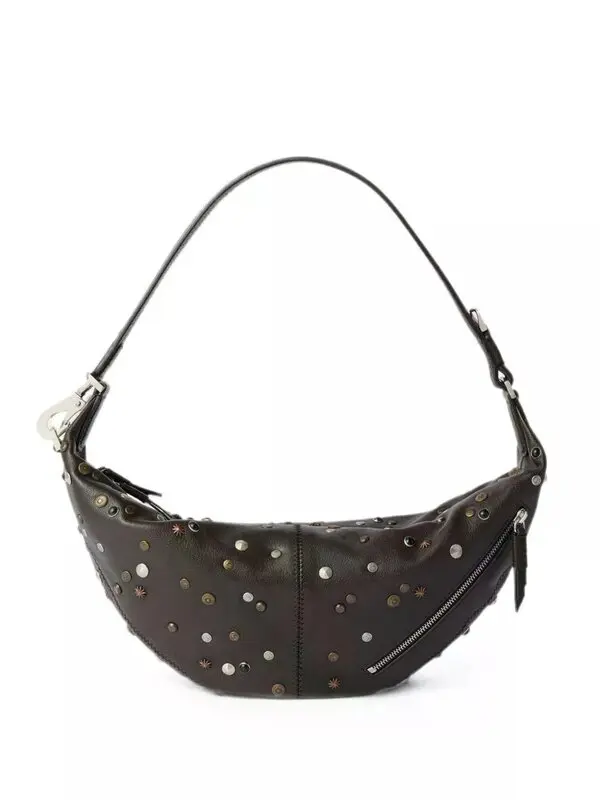 LEMAIRE Mini Quiver Clip Bag In Satellite-studded Grained Buffalo Leather - Brown