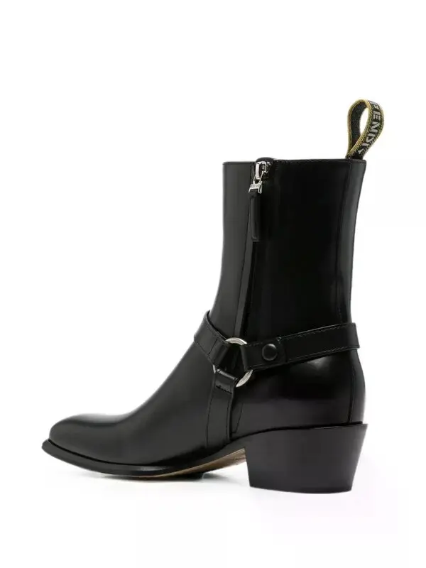 Fendi Double O Leather Ankle Boots