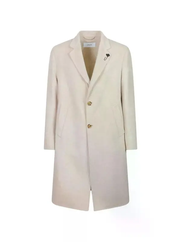 LARDINI Single-breasted Coat With Flower Pin Detail