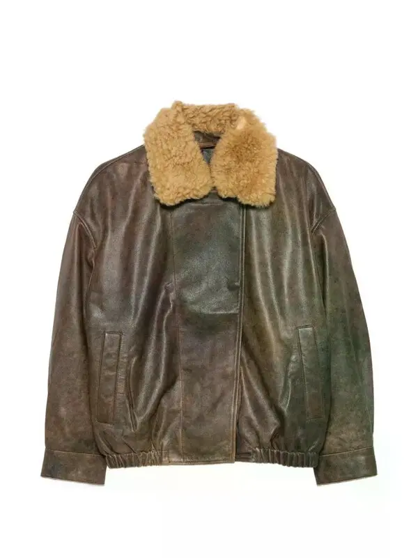 R13 Shearling Collar Leather Jacket
