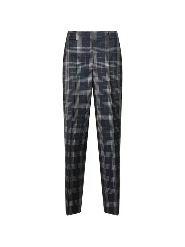Peserico Check-pattern Tailored Trousers - Blue