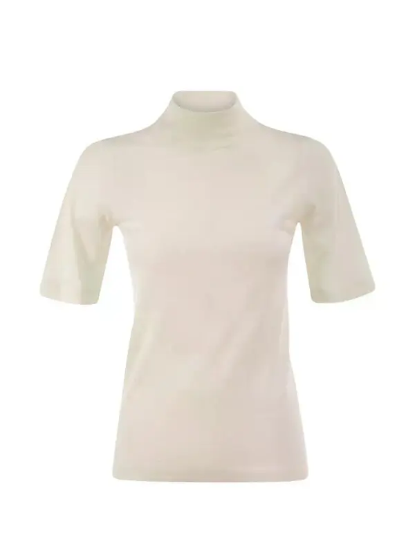 Brunello Cucinelli High-neck Elbow-length Cashmere Sweater - White