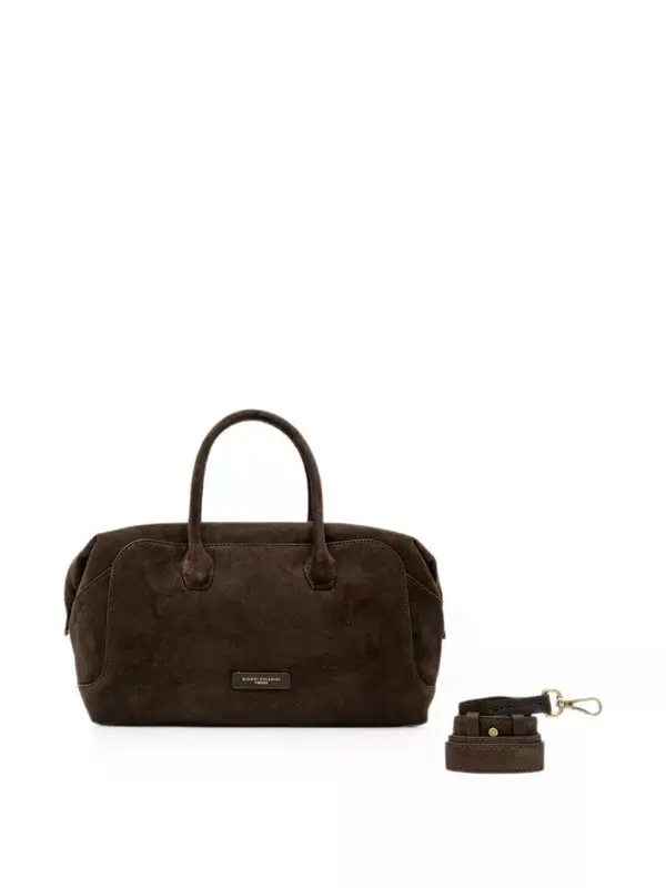 GIANNI CHIARINI Suede Top-handle Clutch Bag