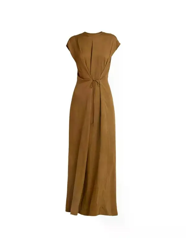 YVES SALOMON Asymmetric Adjustable Satin Maxi Dress