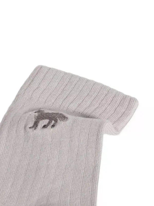 Maison Kitsuné Baby Fox Ribbed Socks - Grey
