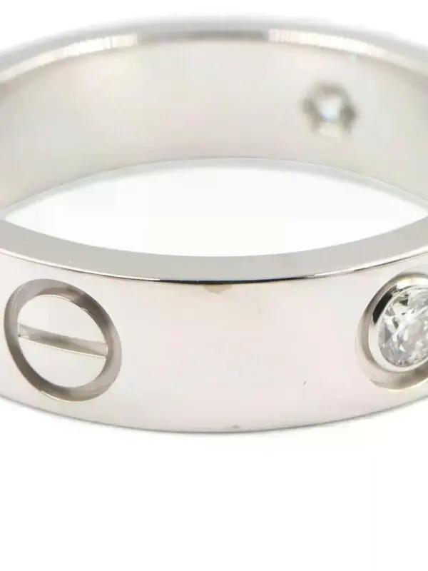 Cartier 18k White Gold Diamond Engraved Logo Ring