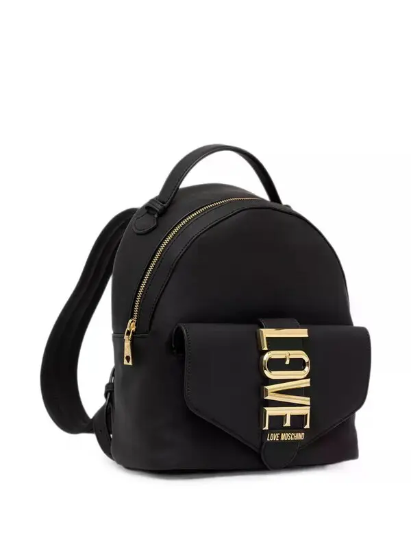 Moschino Logo-plaque Buckle Backpack - Black