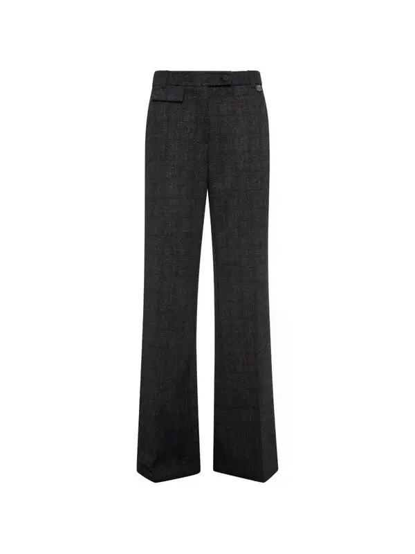 FRACOMINA Price Of Wales Wide-leg Tailored Trousers - Grey