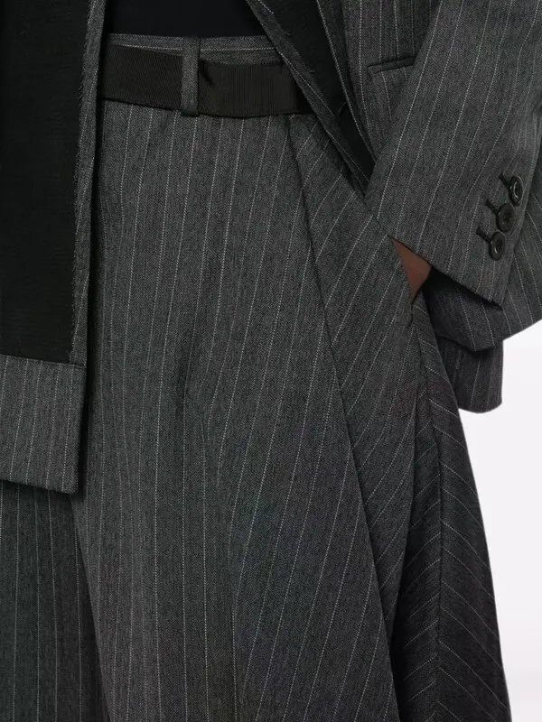 Sacai Pinstripe-pattern Peplum-detail Trousers