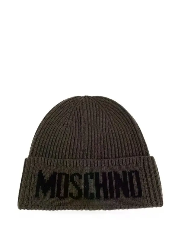 Moschino Logo-intarsia Ribbed-knit Beanie Hat - Green
