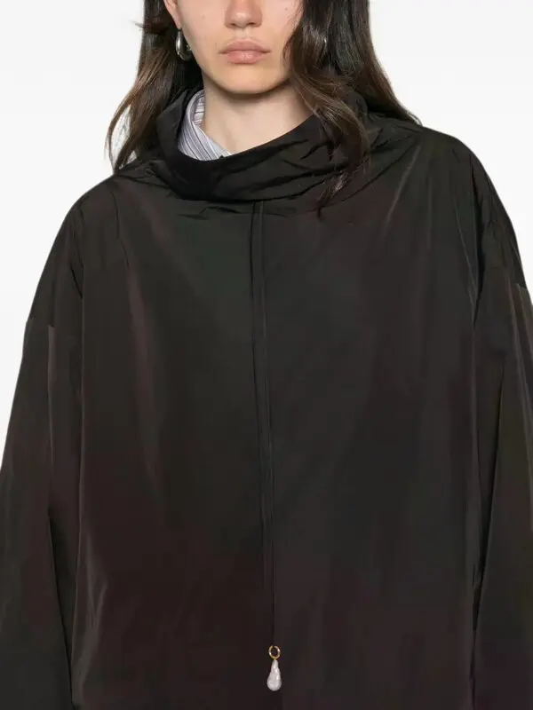 Carven Pearl Pendant Funnel Neck Raincoat