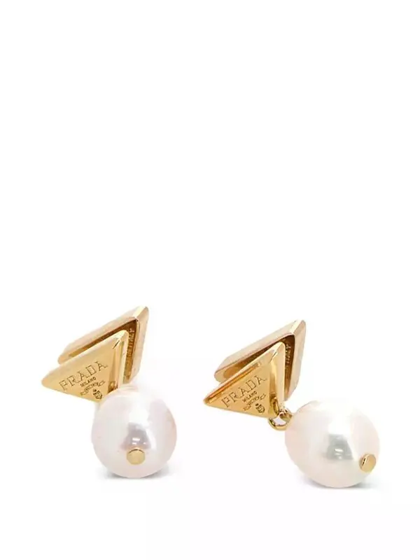 Prada Metal Earrings With Pearls