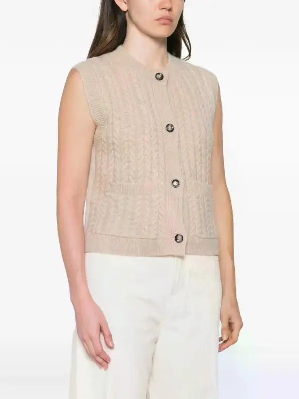 ALLUDE Cable-knit Button-up Cardigan