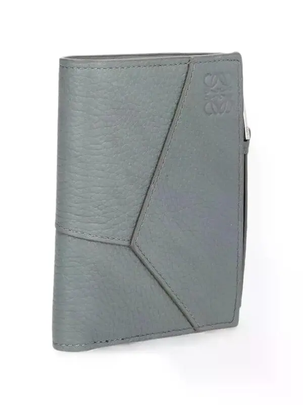 Loewe Puzzle Slim Compact Wallet In Supple Grained Calfskin - Grey