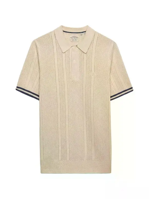 Superdry Knitted Textured Polo Shirt - Neutrals