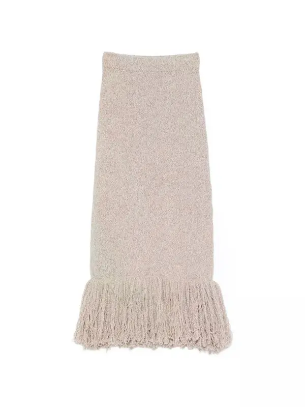 ELY ELY Knitted Midi Skirt With Fringe Trim