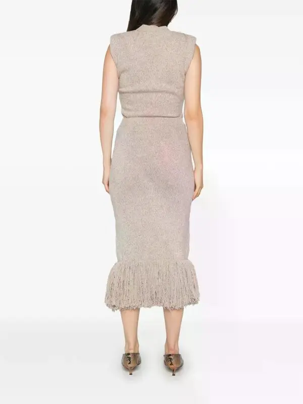 ELY ELY Knitted Midi Skirt With Fringe Trim
