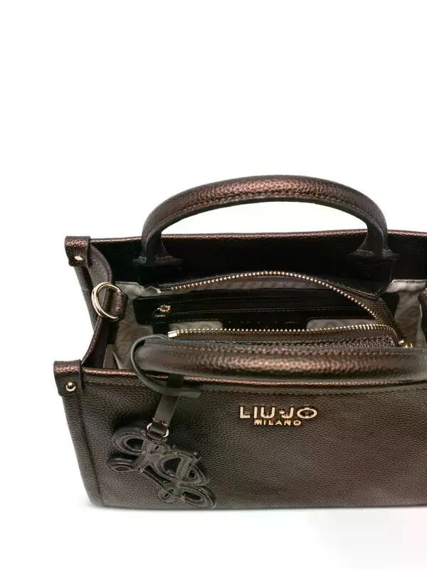 Liu Jo Pebbled Leather Tote Bag With Logo Plaque