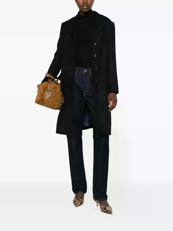 Etro Tweed Notched-lapels Coat - Blue