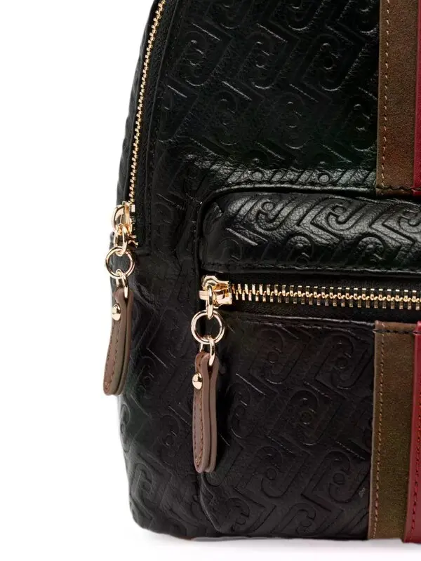 Liu Jo Logo-embossed Striped Backpack - Black