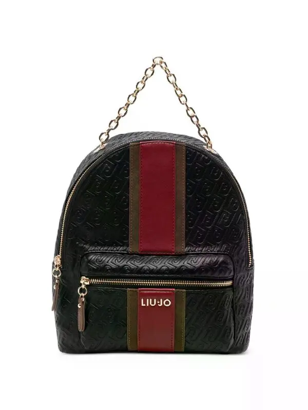 Liu Jo Logo-embossed Striped Backpack - Black