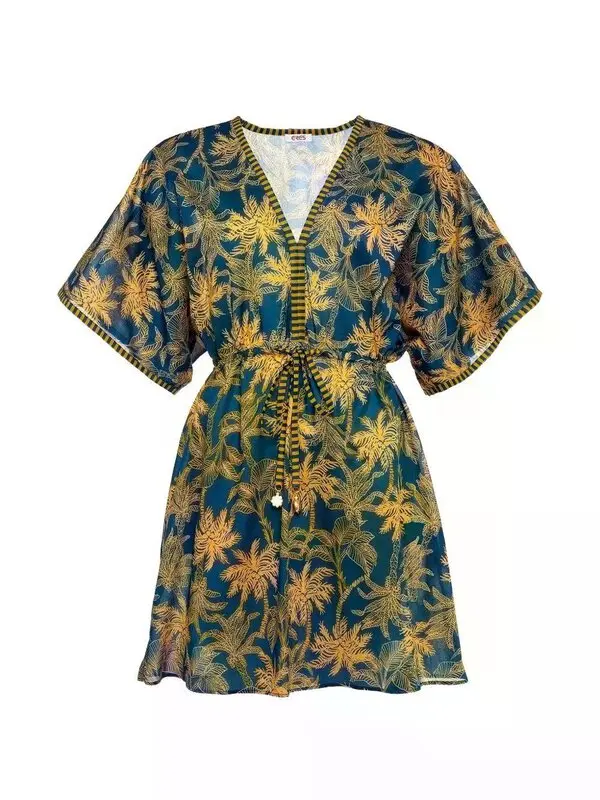 ERES Peninsule Palm-print Drawstring-waist Mini Dress
