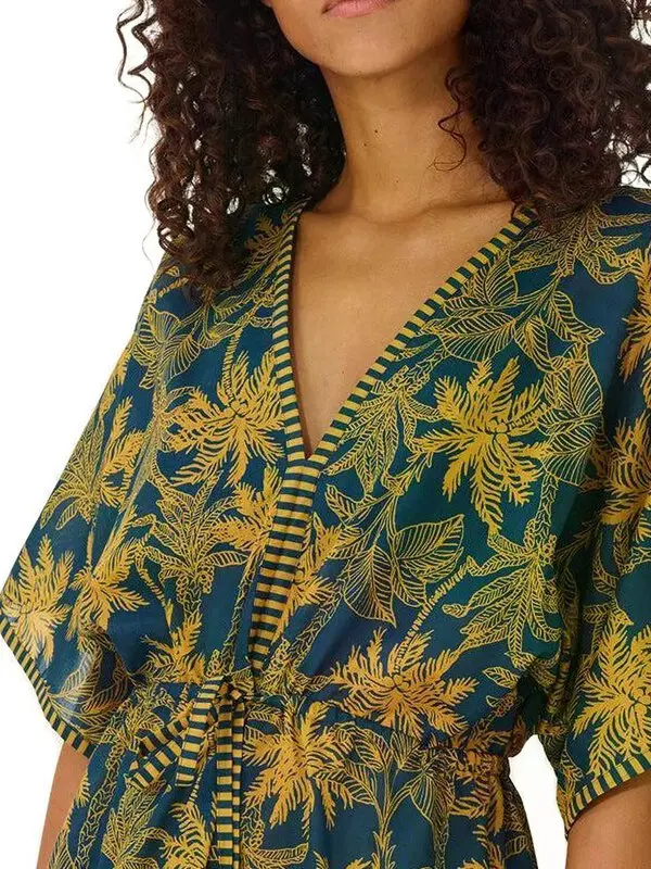 ERES Peninsule Palm-print Drawstring-waist Mini Dress