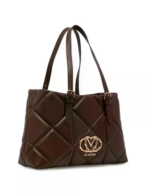 Moschino Quilted Logo-plaque Tote Bag - Brown