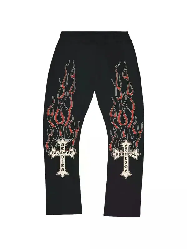 STADIUM GOODS Flame-print Track Trousers - Black