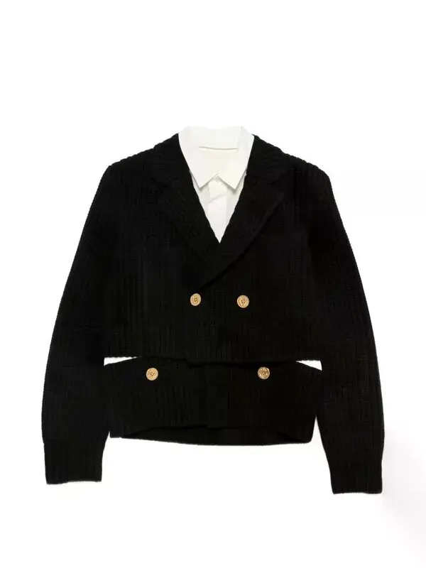 Sacai Double-breasted Ribbed Cardigan - Black