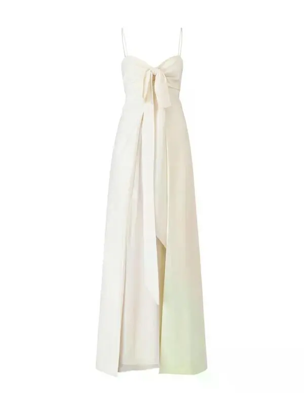 Cinq À Sept Amberly Gown Bow-detail Maxi Dress - Neutrals