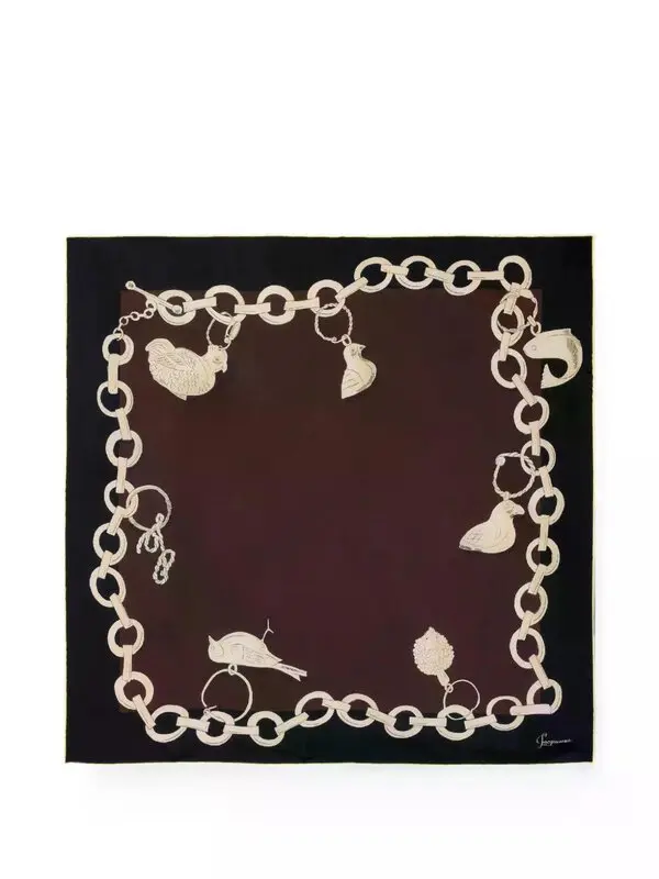 Jacquemus Chain-print Silk Scarves - Black