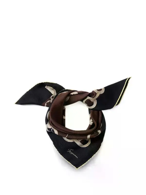 Jacquemus Chain-print Silk Scarves - Black