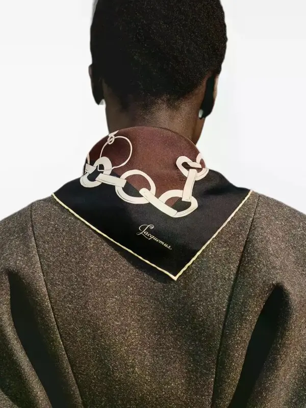 Jacquemus Chain-print Silk Scarves - Black