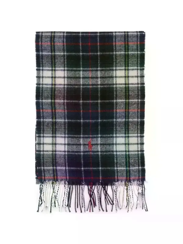 Polo Ralph Lauren Tartan Fringe Wool Scarf - Blue
