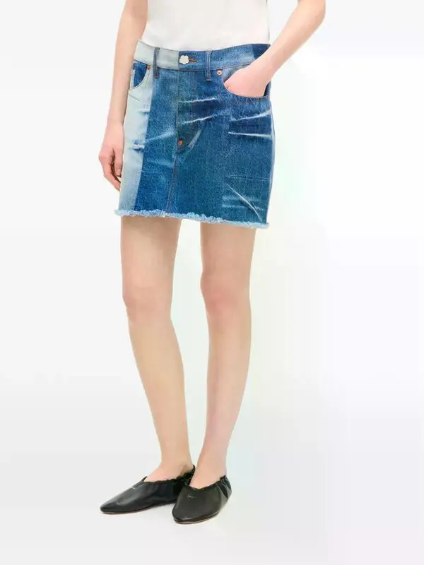 Kenzo Patchwork Raw-edge Straight Skirt