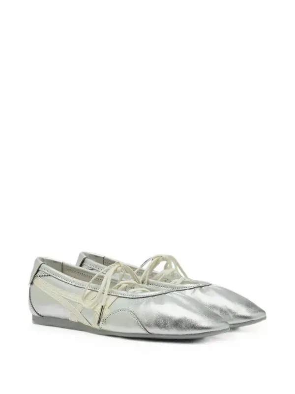 Onitsuka Tiger Gymnarina Ballet Flats With Lace Fastening - Silver