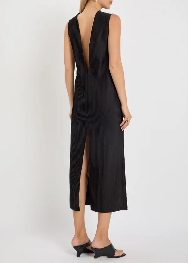 ARMARIUM Fiorenza Plissé Satin Midi Dress