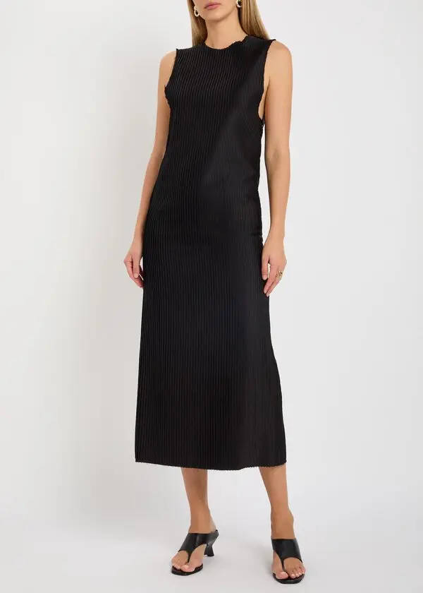ARMARIUM Fiorenza Plissé Satin Midi Dress