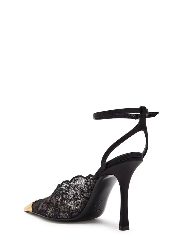 JIMMY CHOO Faiz 100 Lace And Satin Pumps