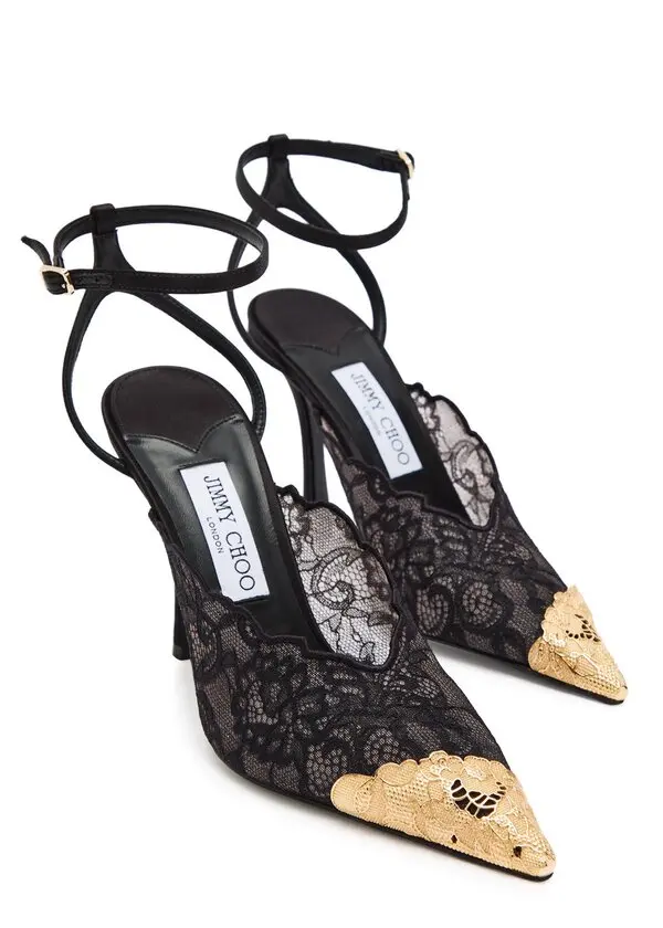 JIMMY CHOO Faiz 100 Lace And Satin Pumps