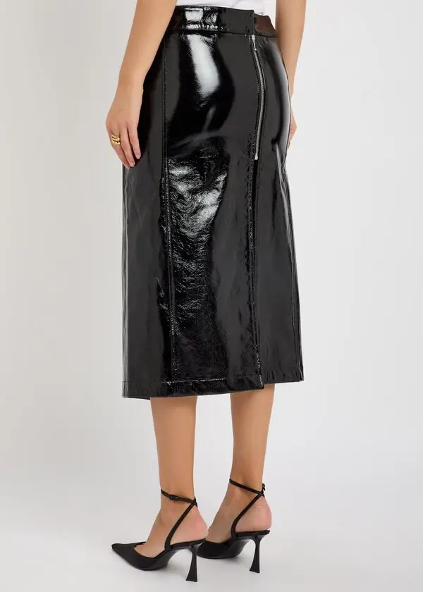 ARMARIUM Ember Glossed Leather Midi Wrap Skirt