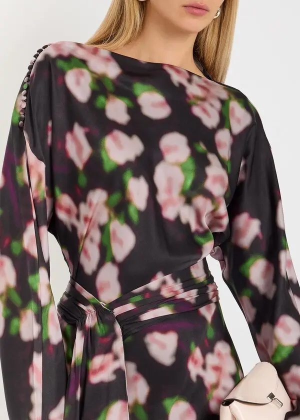PATRICK MCDOWELL Ninette Floral-print Belted Satin Maxi Dress