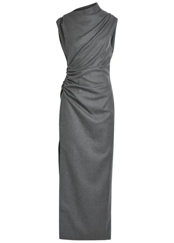 ARMARIUM Melissa Ruched Stretch-wool Midi Dress