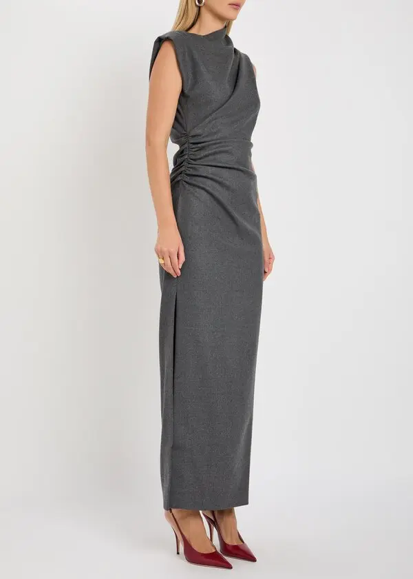 ARMARIUM Melissa Ruched Stretch-wool Midi Dress